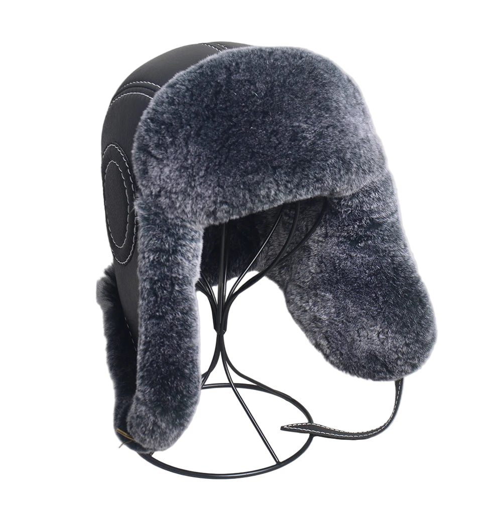 Anchorage Winter Genuine Leather Bomber Hat | Shearling Aviator Trapper ...