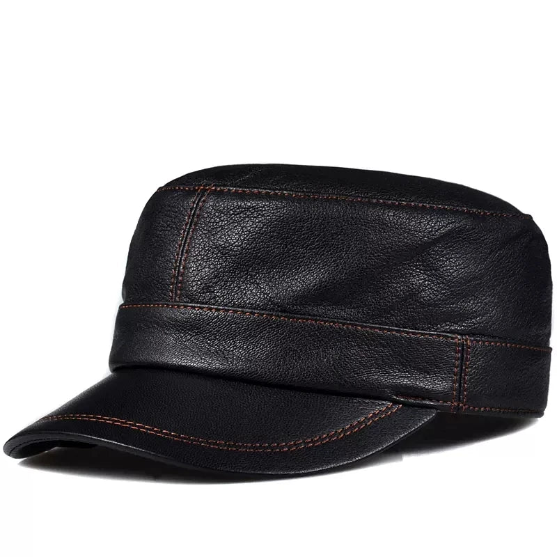 Broderick Black Genuine Leather Army Cap | Vintage Military Hat – Ghelter