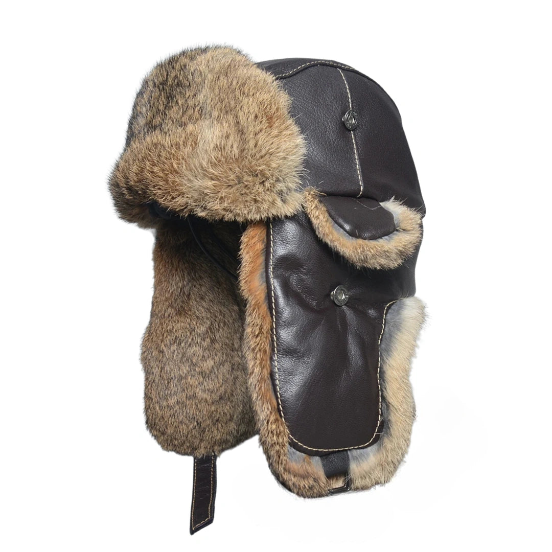 Dallas Winter Fur Genuine Leather Trapper Bomber Hat | Russian Aviator ...