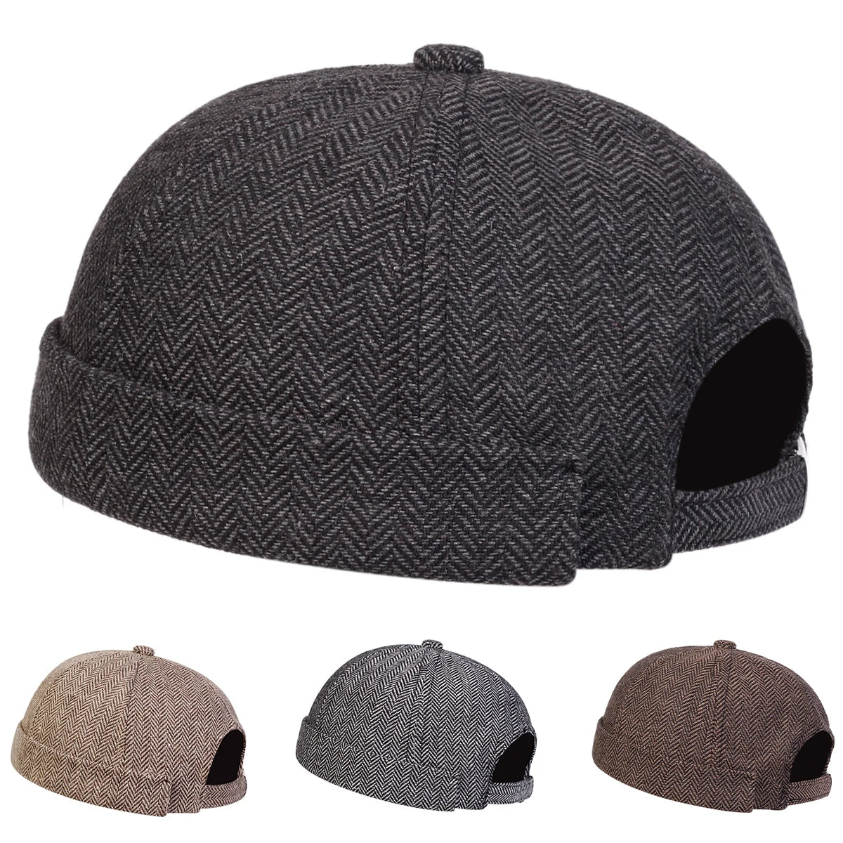 Herringbone Brimless Docker Cap | Minimal Heritage Streetwear Hat – Ghelter