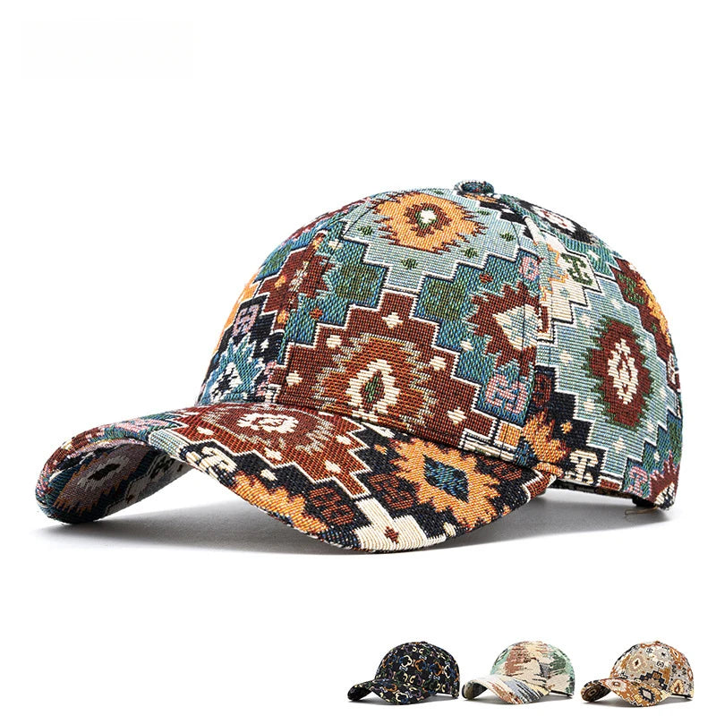 Jacquard Craft Mandala Cotton Baseball Cap | Vintage Boho Pattern – Ghelter
