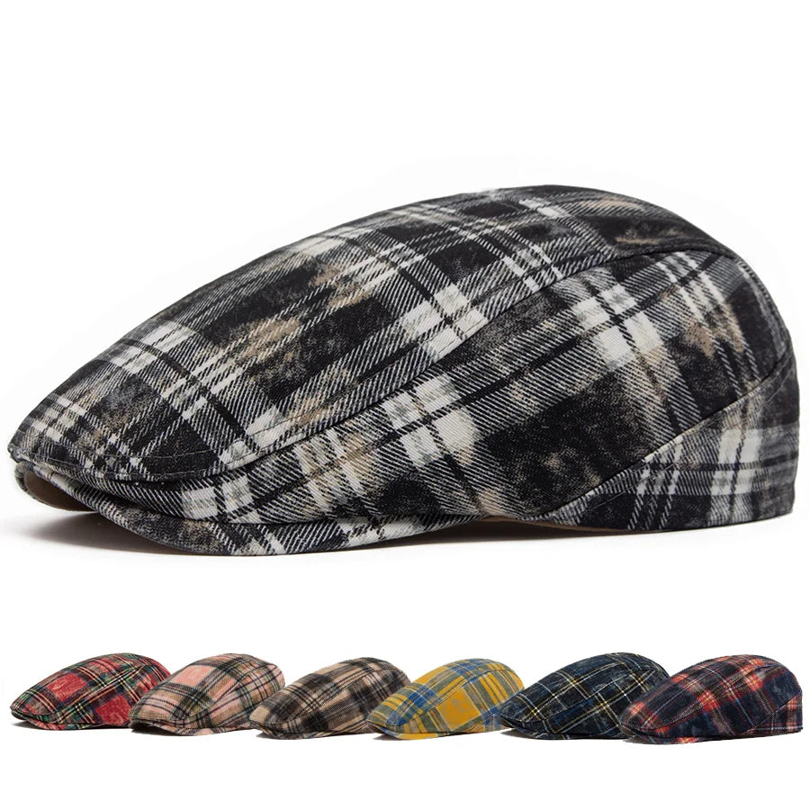 Johnson Plaid Distressed Flat Cap | Vintage Gatsby Hat – Ghelter