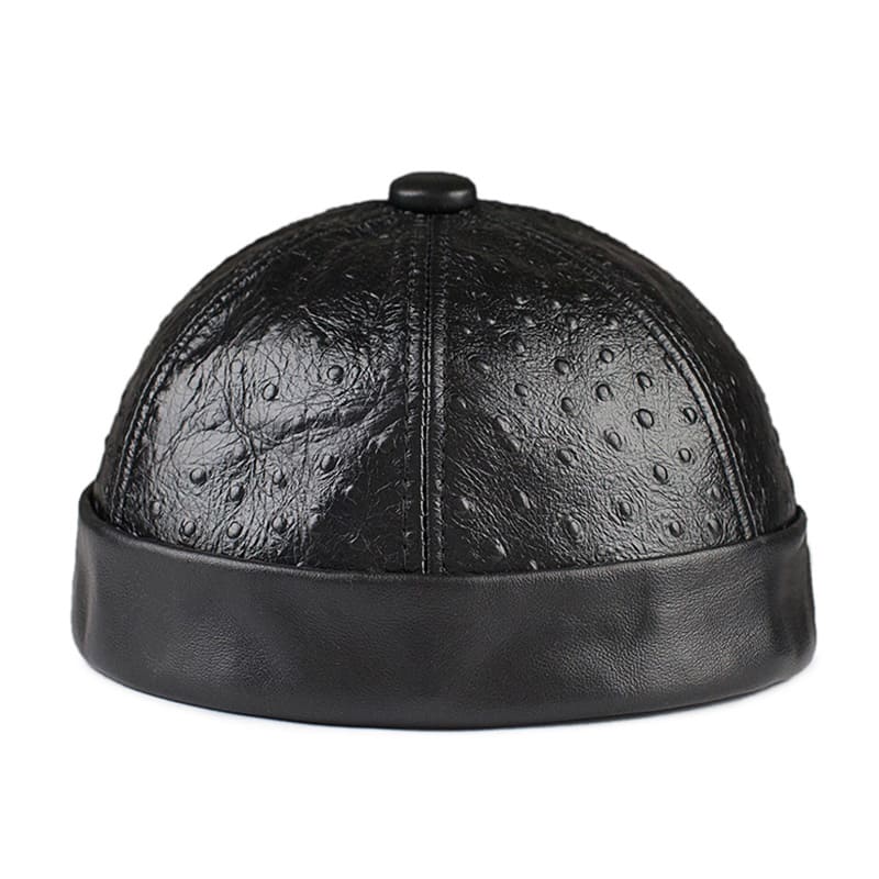 Knurled Black Genuine Leather Docker Cap – Ghelter