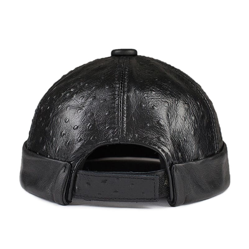 Knurled Black Genuine Leather Docker Cap – Ghelter