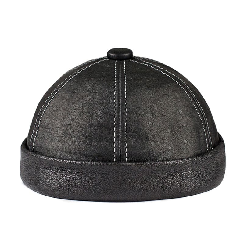 Knurled Black Genuine Leather Docker Cap – Ghelter