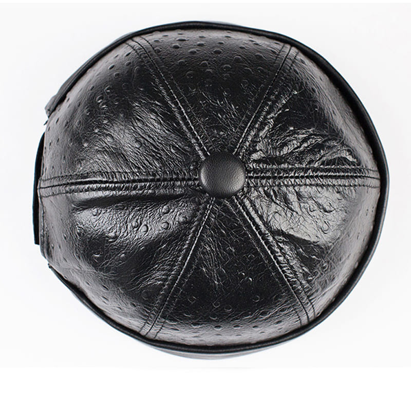 Knurled Black Genuine Leather Docker Cap – Ghelter