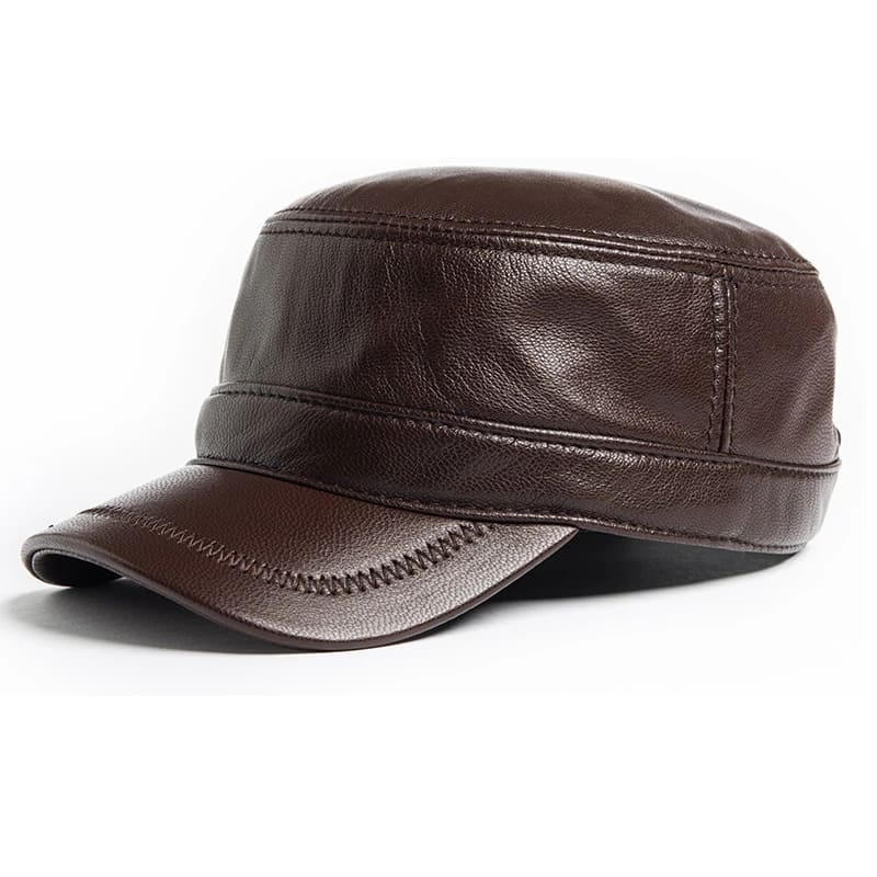 Plain Genuine Cowhide Leather Army Cap – Ghelter