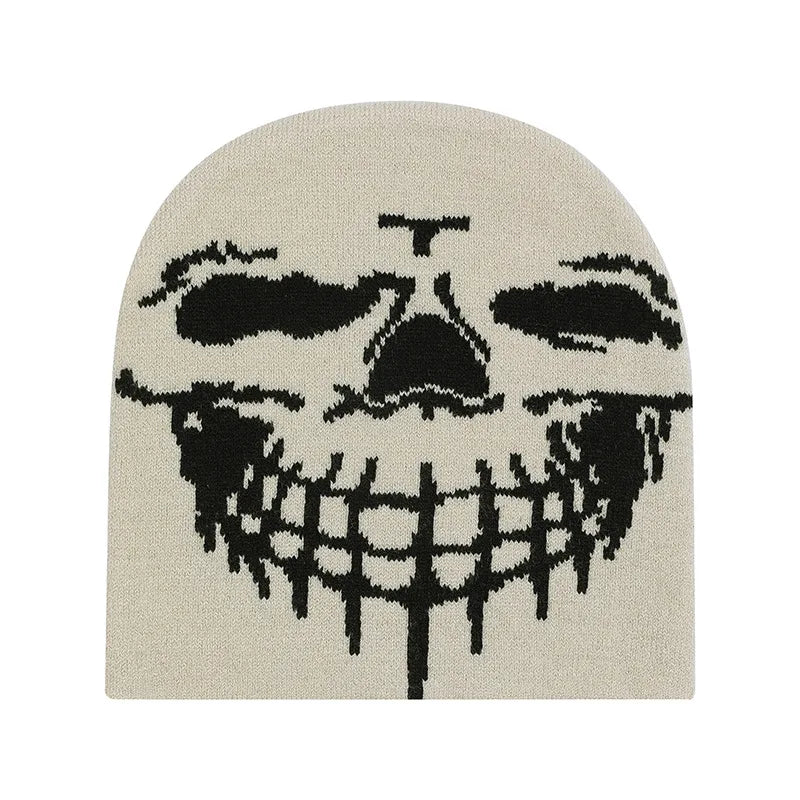Smiling Death Knitted Beanie | Sinister Skull Graphic Warm Hat – Ghelter