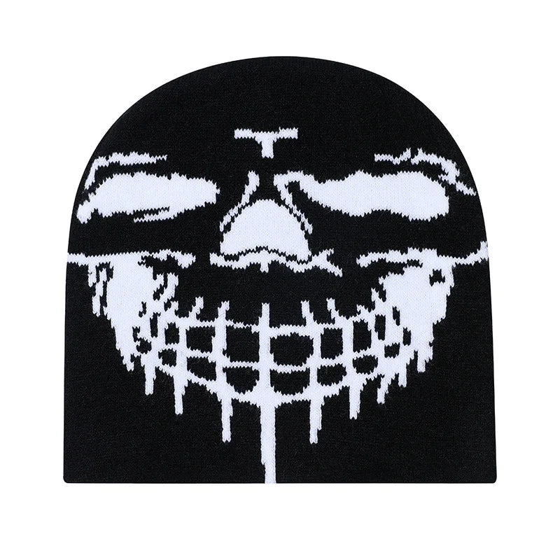 Smiling Death Knitted Beanie | Sinister Skull Graphic Warm Hat – Ghelter