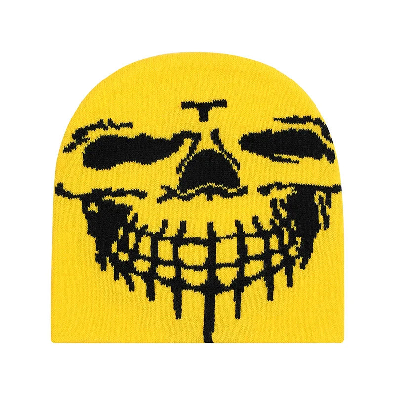 Smiling Death Knitted Beanie | Sinister Skull Graphic Warm Hat – Ghelter