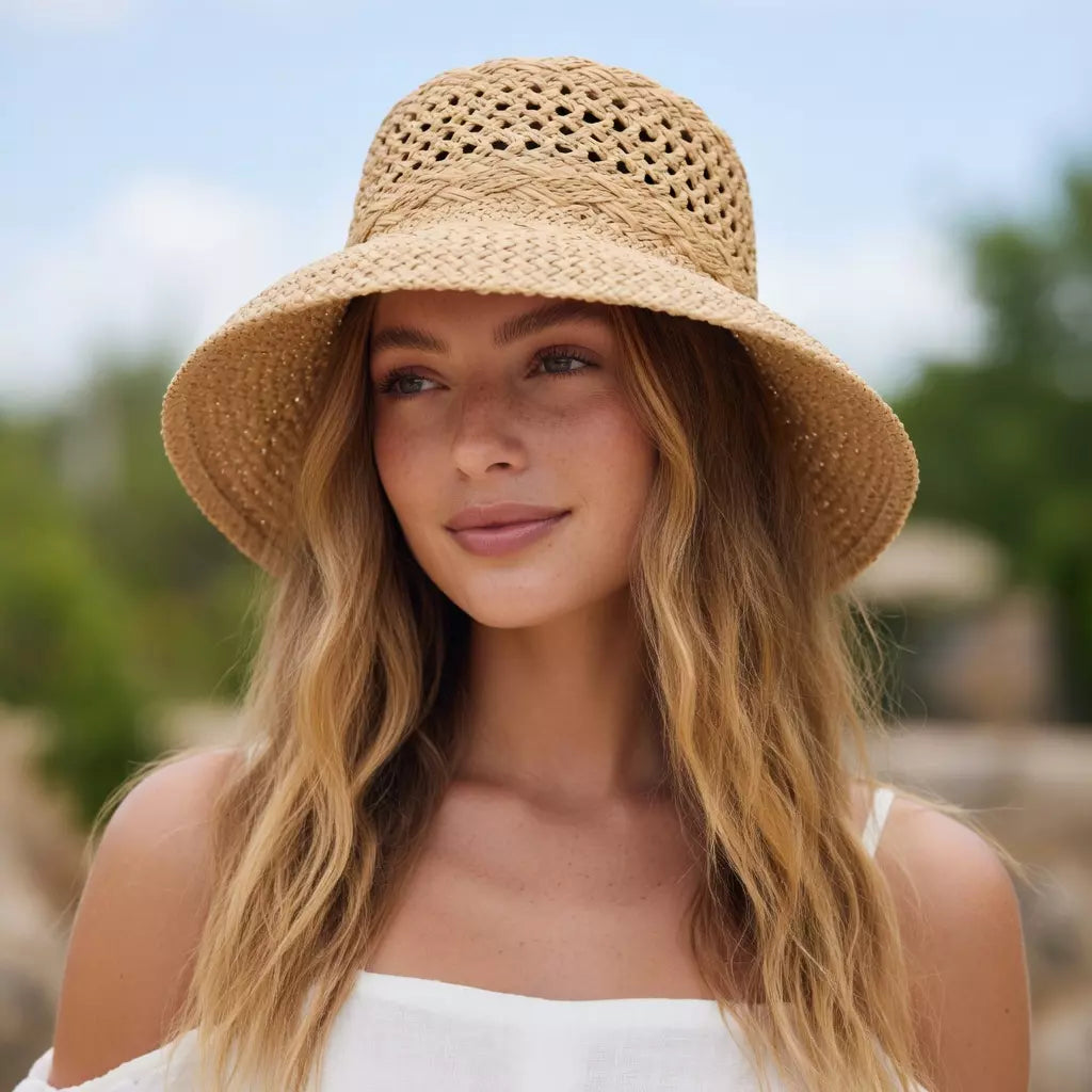 Sorrento Sun Handmade Raffia Bucket Porkpie Hat | Wide Brim Hat – Ghelter