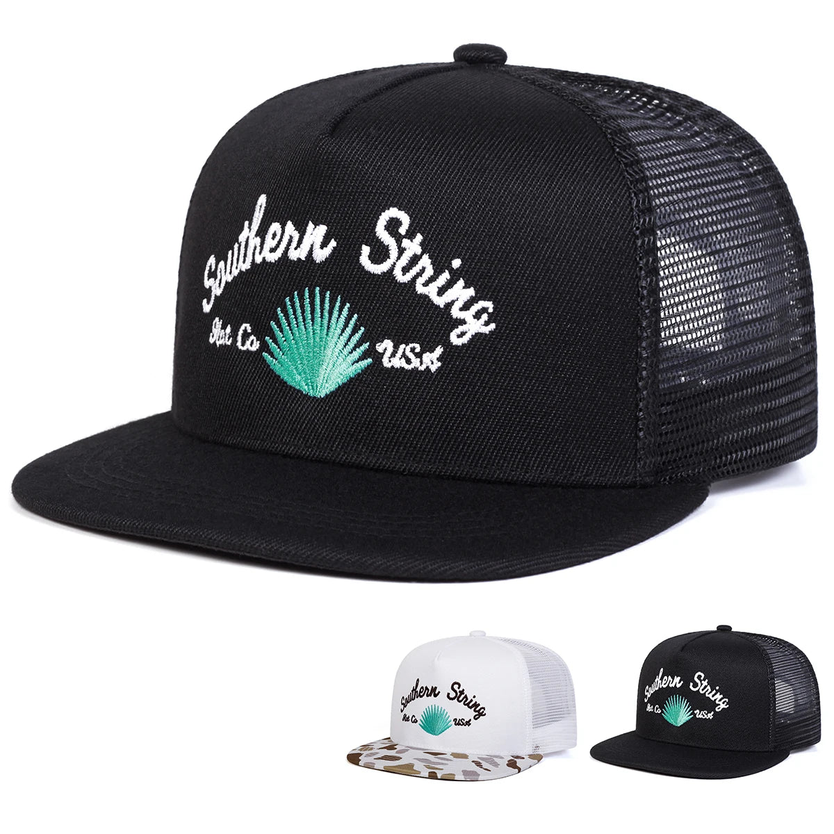 Southern String Trucker Snapback Cap | Embroidered Mesh Baseball Hat ...