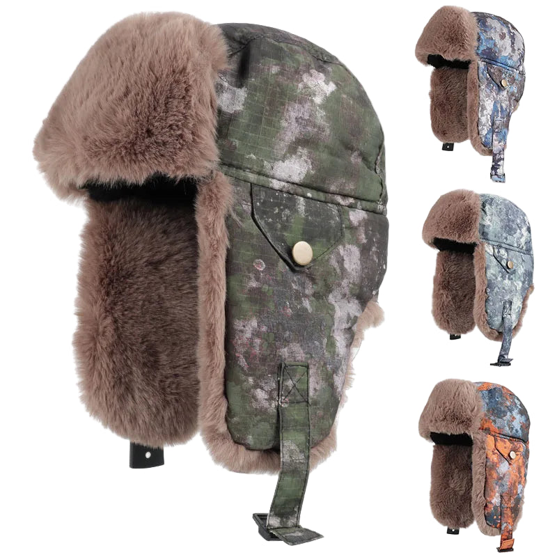 Winter Fur Camouflage Trapper Bomber Hat | Outdoor Warm Hat – Ghelter